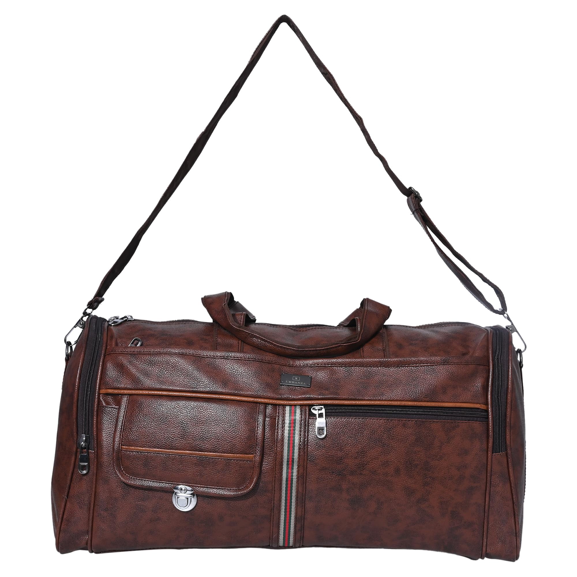 URBANZA Unisex 20.5 in Premium Full-Grain Leather Duffle Bag, Tan, 1 ...