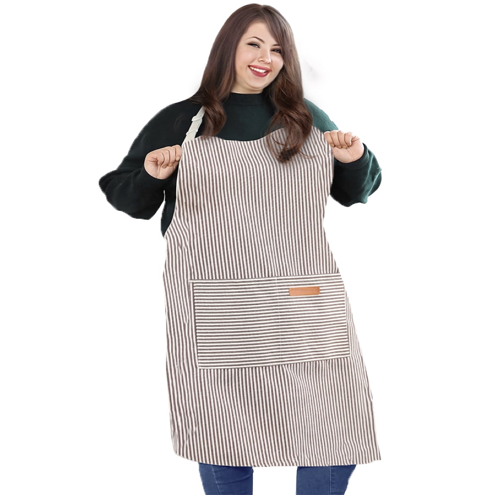 URBY 1pc Plus Size Strip Apron Extra Wide for Kitchen Cooking, Brown ...