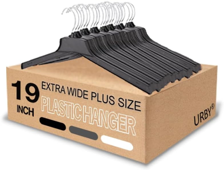 URBY 24pcs Extra Wide Plastic Hangers 19 Inch for Plus Size Clothes ...