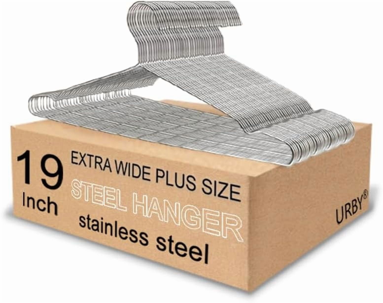 URBY 40pk Extra Wide Wire Hangers for Plus Size Clothes, 19 Inch ...