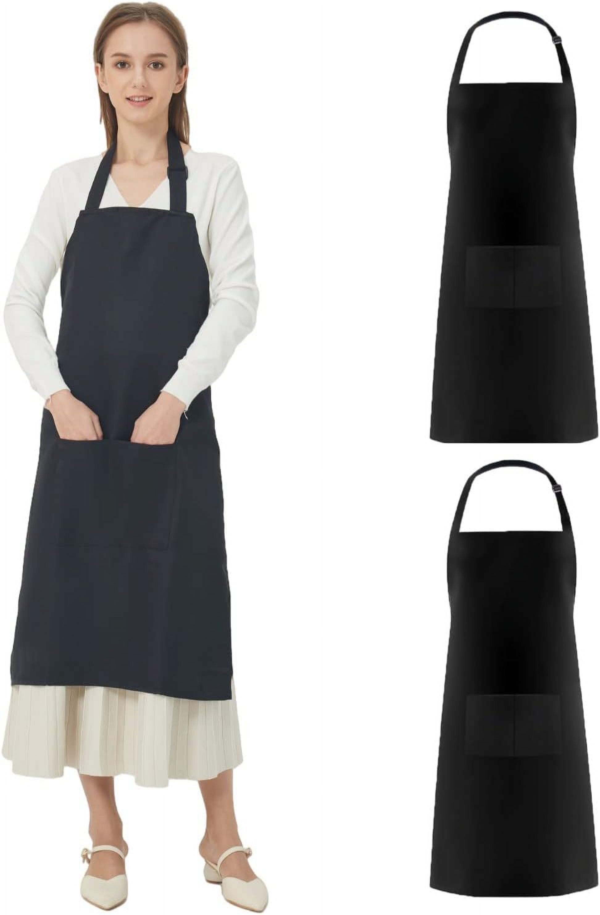 URED Adjustable Bib Aprons For Women With Pockets Black Chef Apron ...
