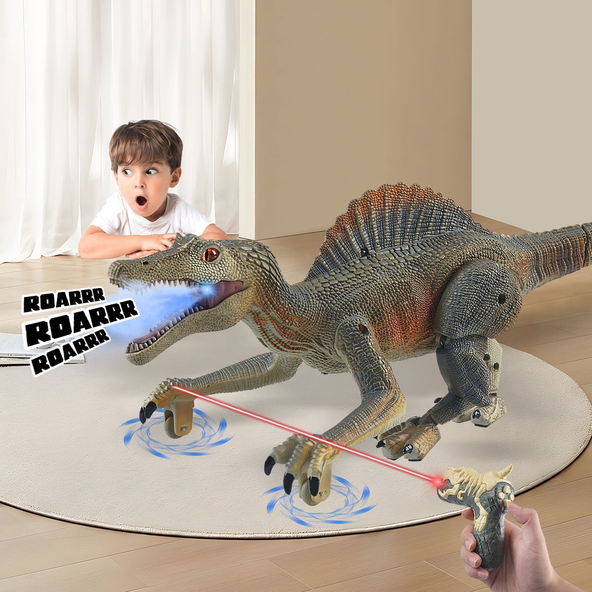 URESHIIEN Remote Control Dinosaur Toys, Spraying Light Chasing RC ...