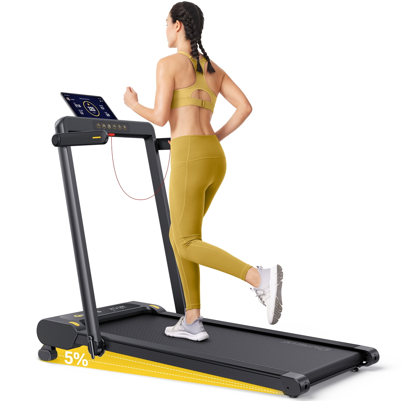 UREVO Folding Treadmill with 5% Incline, 2.5HP Under Desk Treadmill ...
