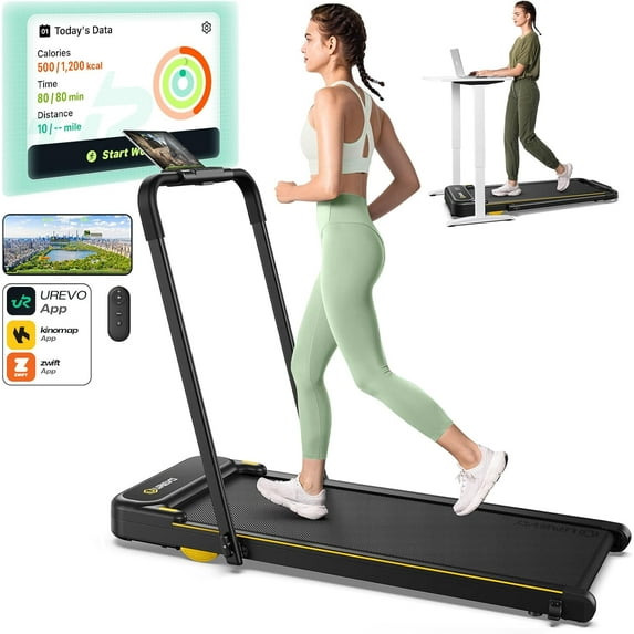 UREVO Strol 2E Smart 2-in-1 Folding Treadmill, Compact Walking Pad with ...