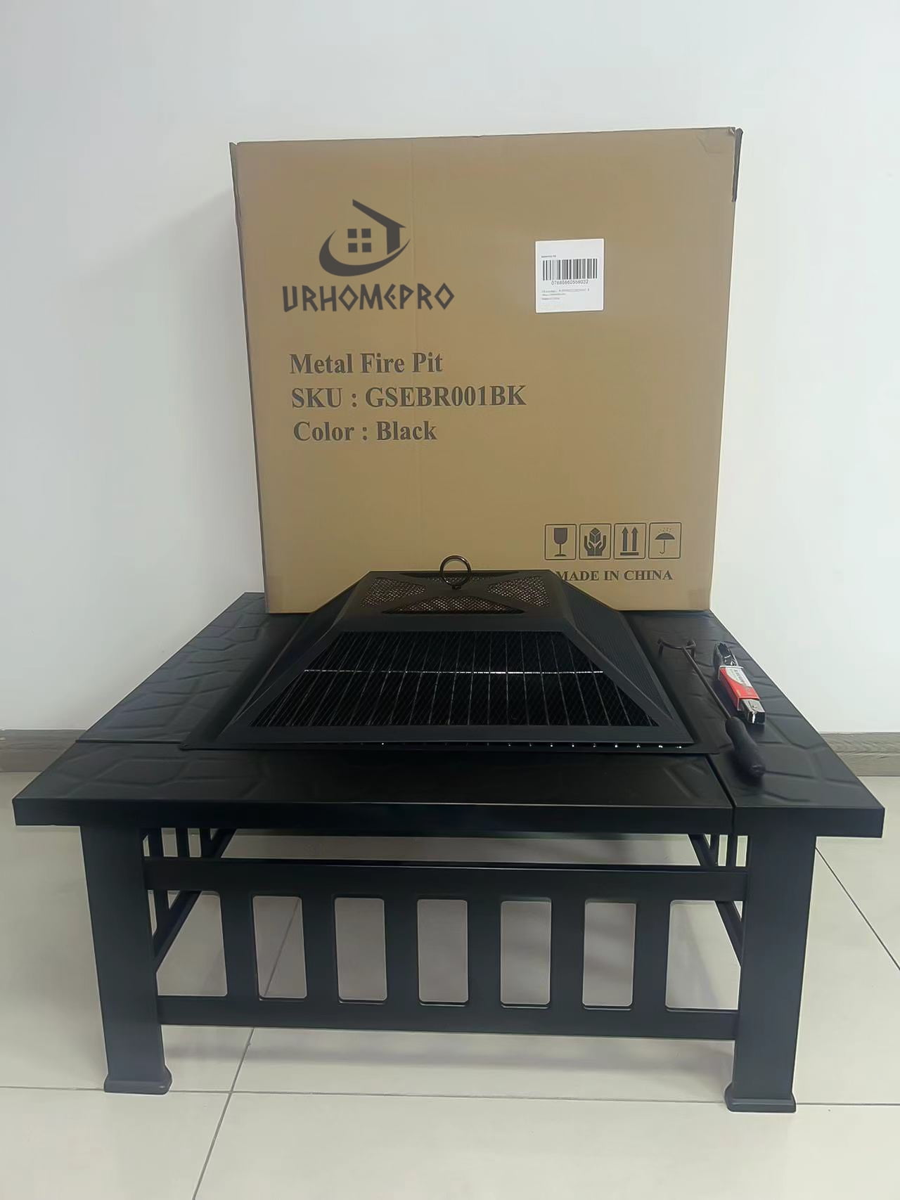 URHOMEPRO Fire Pits for Outside, 32" Wood Burning Fire Pit Tables with ...