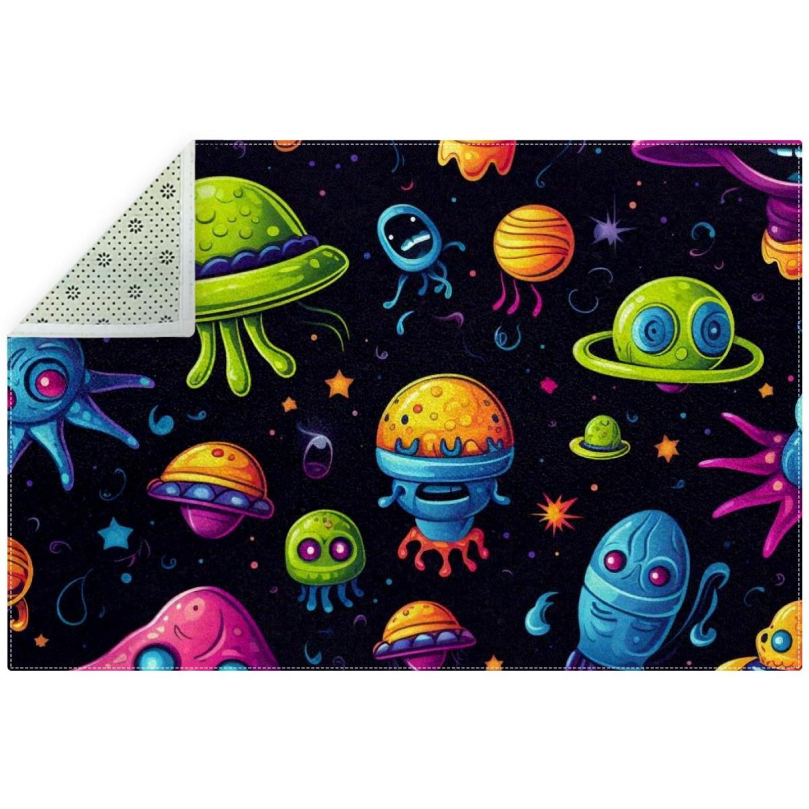 Alien Grey Polyester Right-Angle Floor Mat for Home and Office Use ...