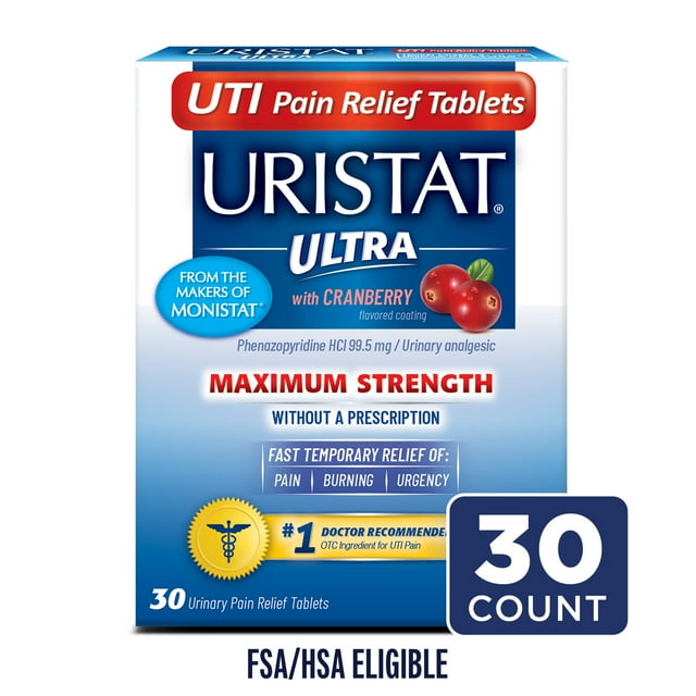 URISTAT Ultra UTI Pain Relief, Cranberry Flavored UTI Treatment Tablets ...