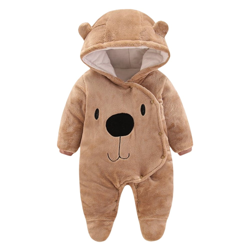 URMAGIC 0-12 Months Newborn Baby Boy Girl Fall And Winter Snowsuit Fleece Long Sleeve Hooded ...