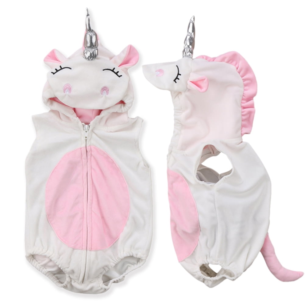 URMAGIC 0-18 Months Baby Girls Unicorn Hoodie Vest Zip Up Jumpsuit Coat ...