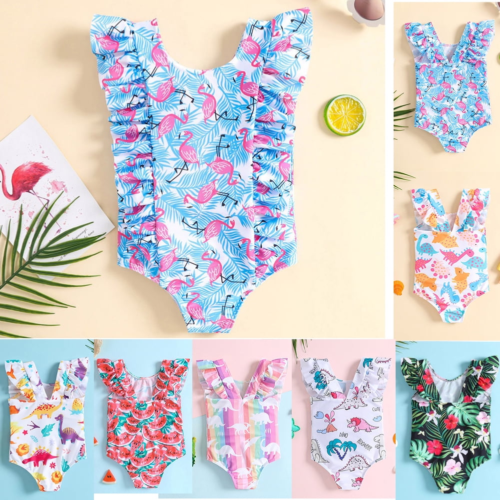 URMAGIC 1-5T Baby Girls One Piece Ruffle Bathing Suit Swimsuit Swimwear ...