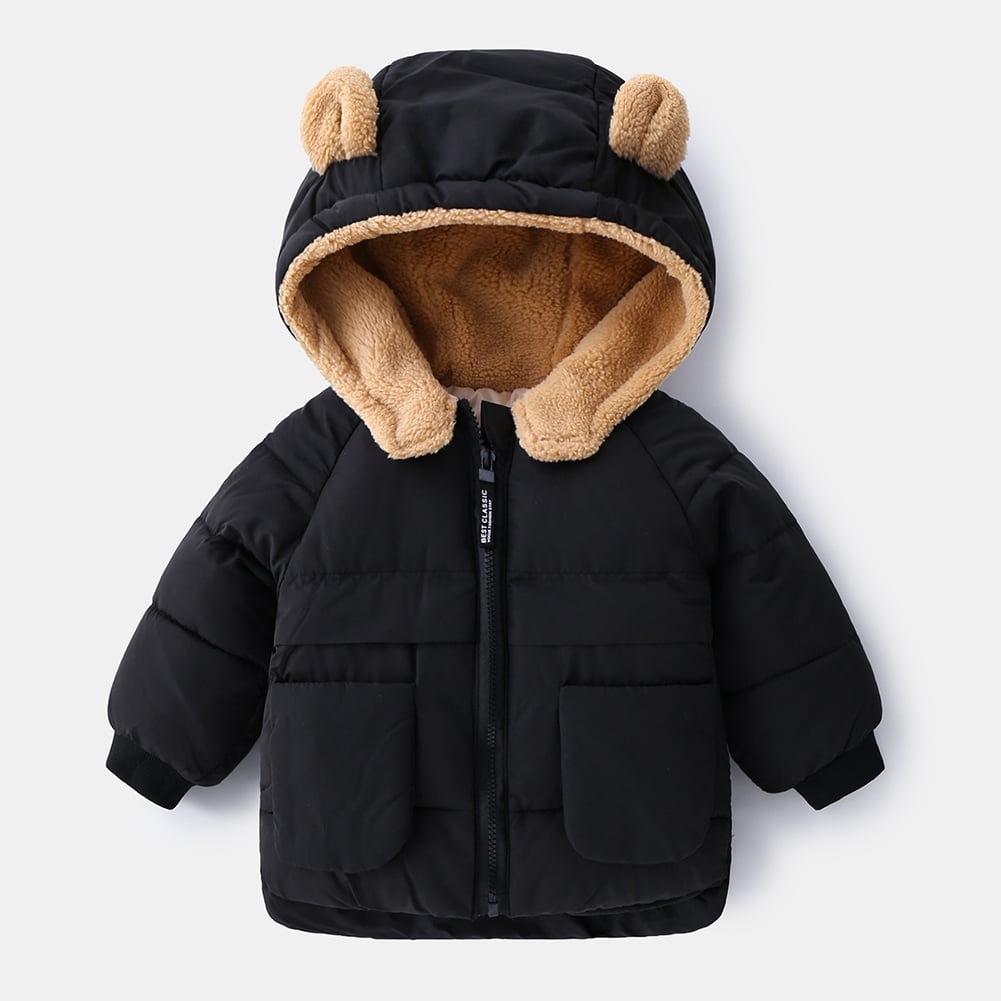 URMAGIC 1-6T Baby Girl Boy Ear Fleece Hooded Puffer Jacket Thick Winter Coat Outerwear - Walmart.com