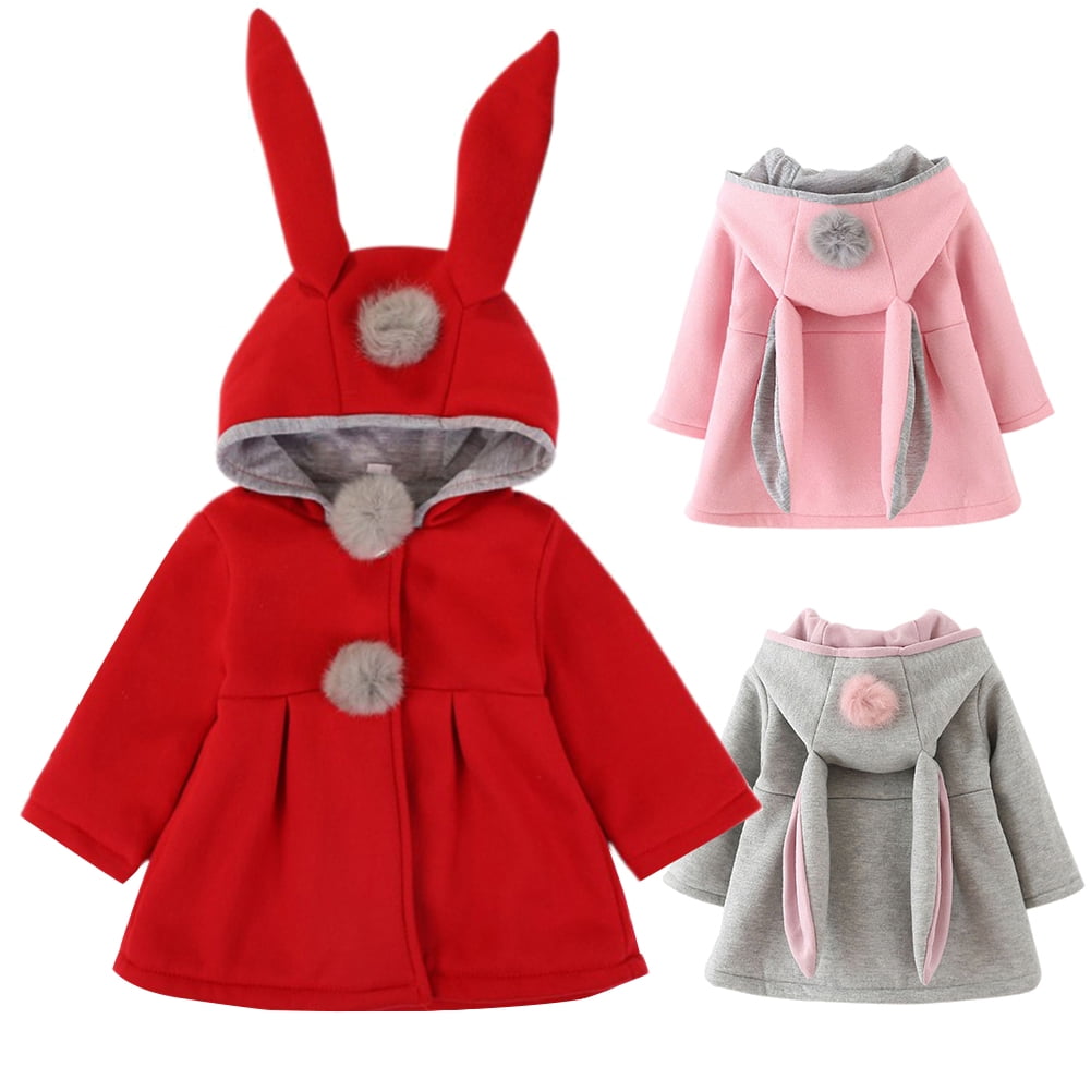 URMAGIC 1-6T Baby Girls Rabbit Ear Hooded Cloak Coat Fall Winter ...