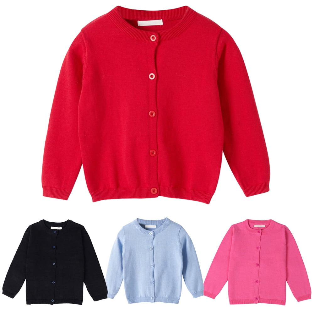 URMAGIC 1-7T Girls Cardigan Sweater School Uniforms Button Long Sleeve ...
