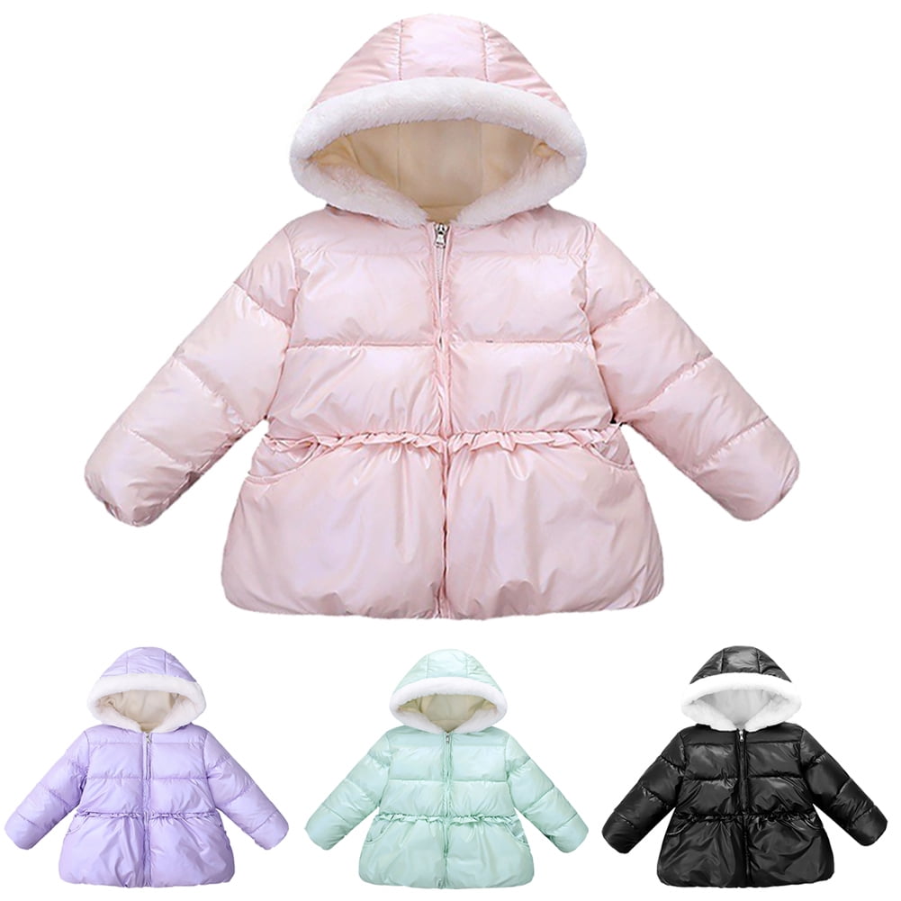 URMAGIC 18M-6T Winter Down Coats for Kids Baby Girls Light Puffer Padded Jacket Hoods Infant ...