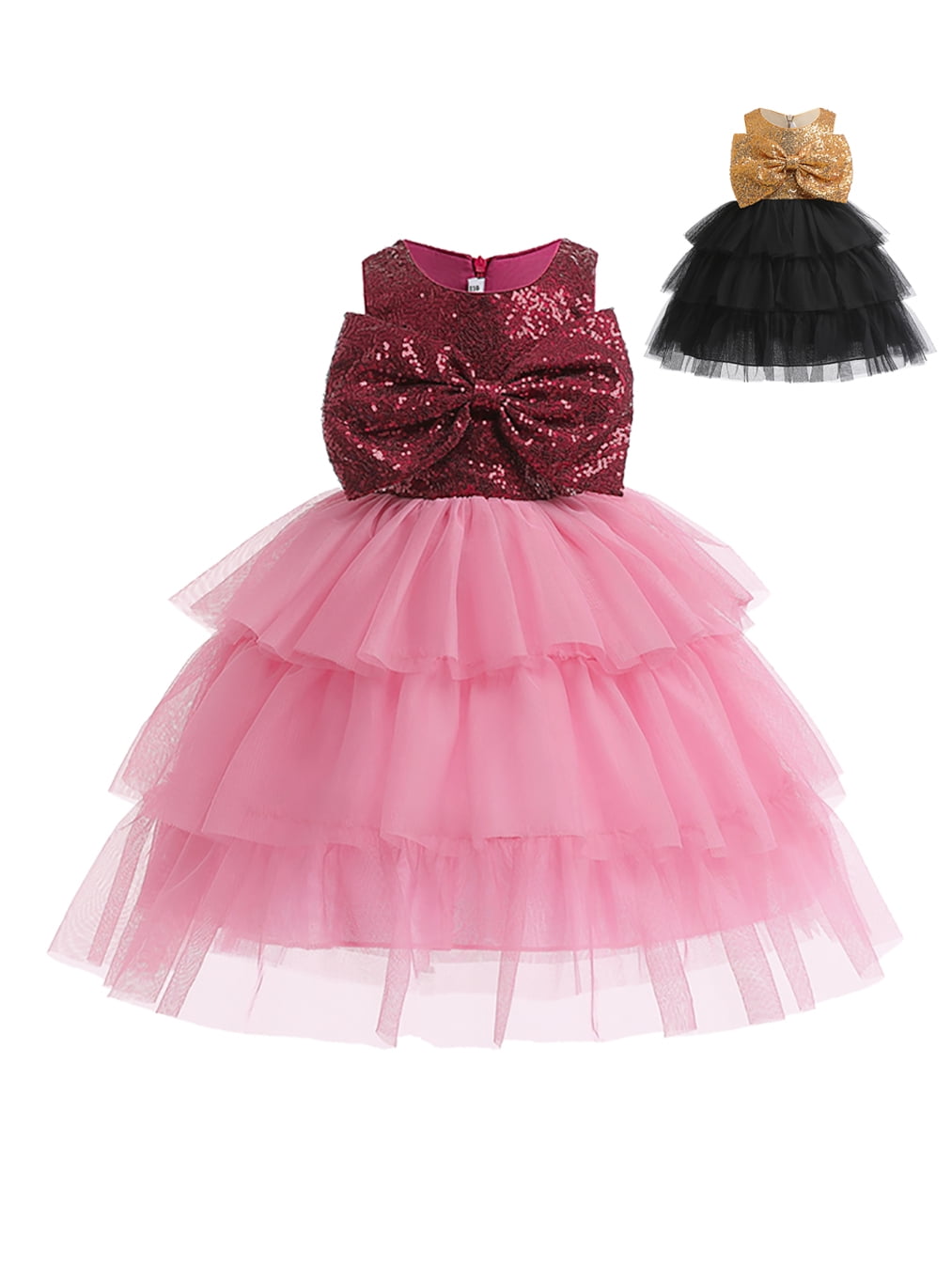 URMAGIC 2-10T Little Girls' Sequin Mesh Tull Dress Kids Sleeveless ...