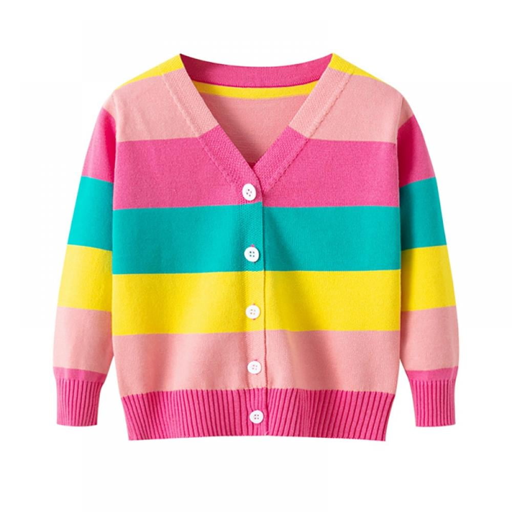 URMAGIC 2-7T Baby Girls Cardigan Long Sleeve Kid Button Sweater Girl V ...