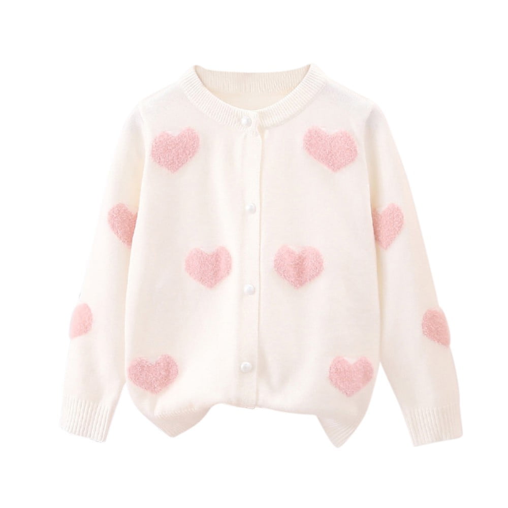 URMAGIC Toddler Girls 2-7T Heart Sweater, Knitted Cardigan with Button ...