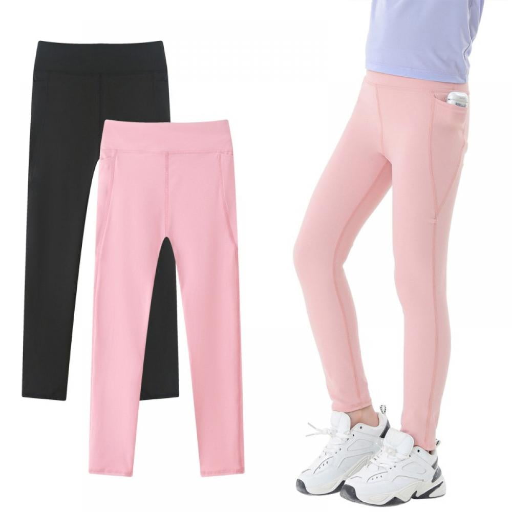 URMAGIC 2 Pack Girls' Athletic Dance Leggings Kids Yoga Pants ...