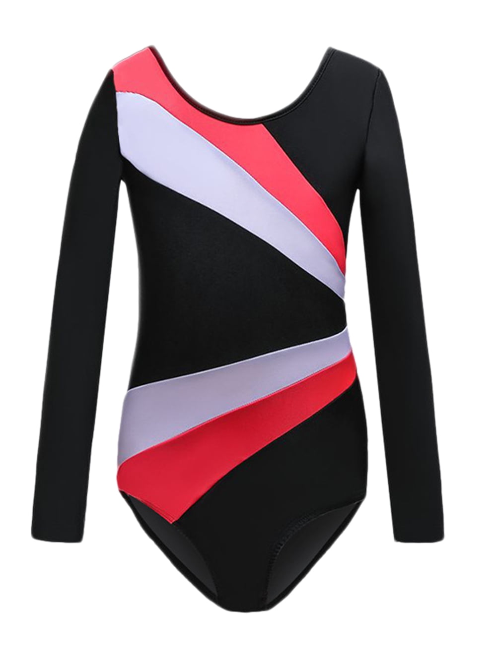 URMAGIC 3-14Y Girls Long Sleeve Block Color Gymnastics Leotards ...
