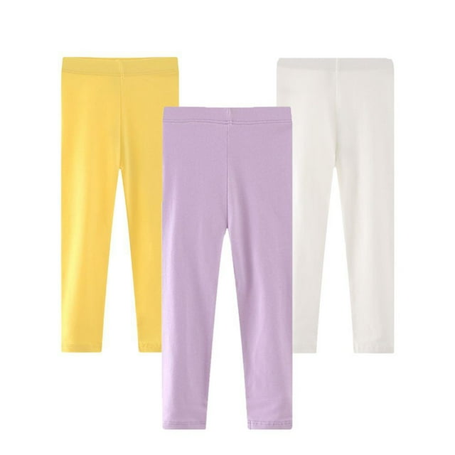 URMAGIC 3 Pack 2-7 Years Toddler Girls Basic Solid Cotton Legging Kids ...
