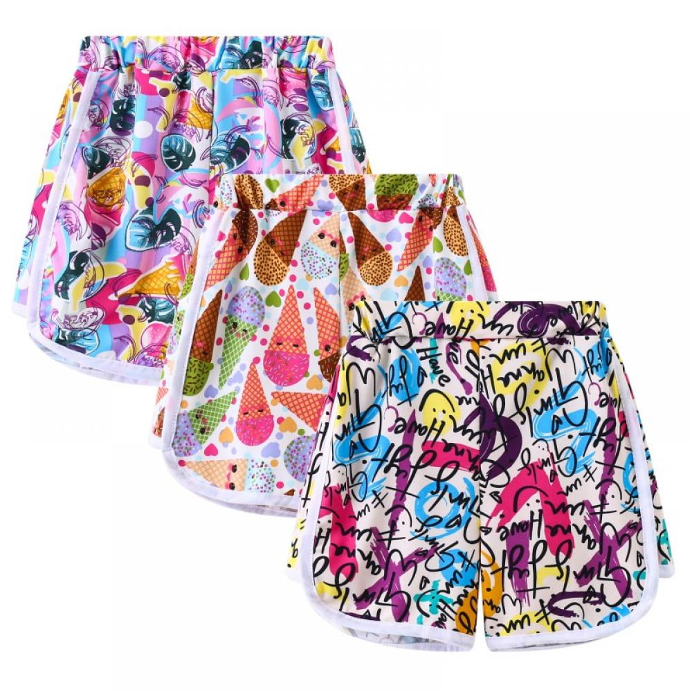 URMAGIC 3 Pack Girls Athletic Shorts, Girls Dolphin Shorts, Printed ...