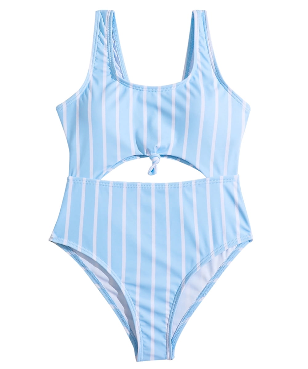URMAGIC 7-14T Child Girls Scoop Neck One Piece Swimsuit Cut Out Bathing ...