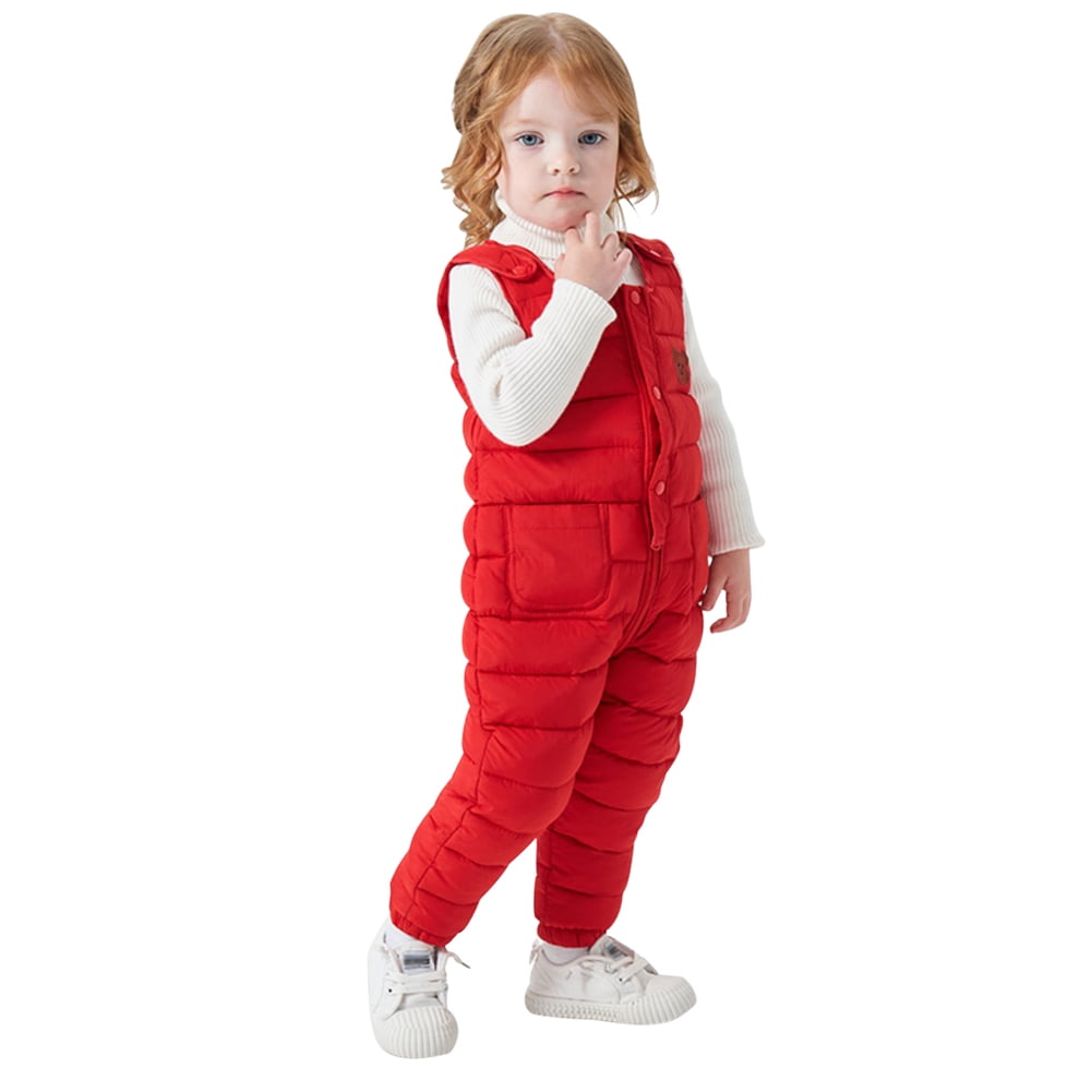 URMAGIC Baby Boy Girl Snowsuit Winter Warm Jumpsuit Clothes Toddler Snow Pants Sleeveless ...
