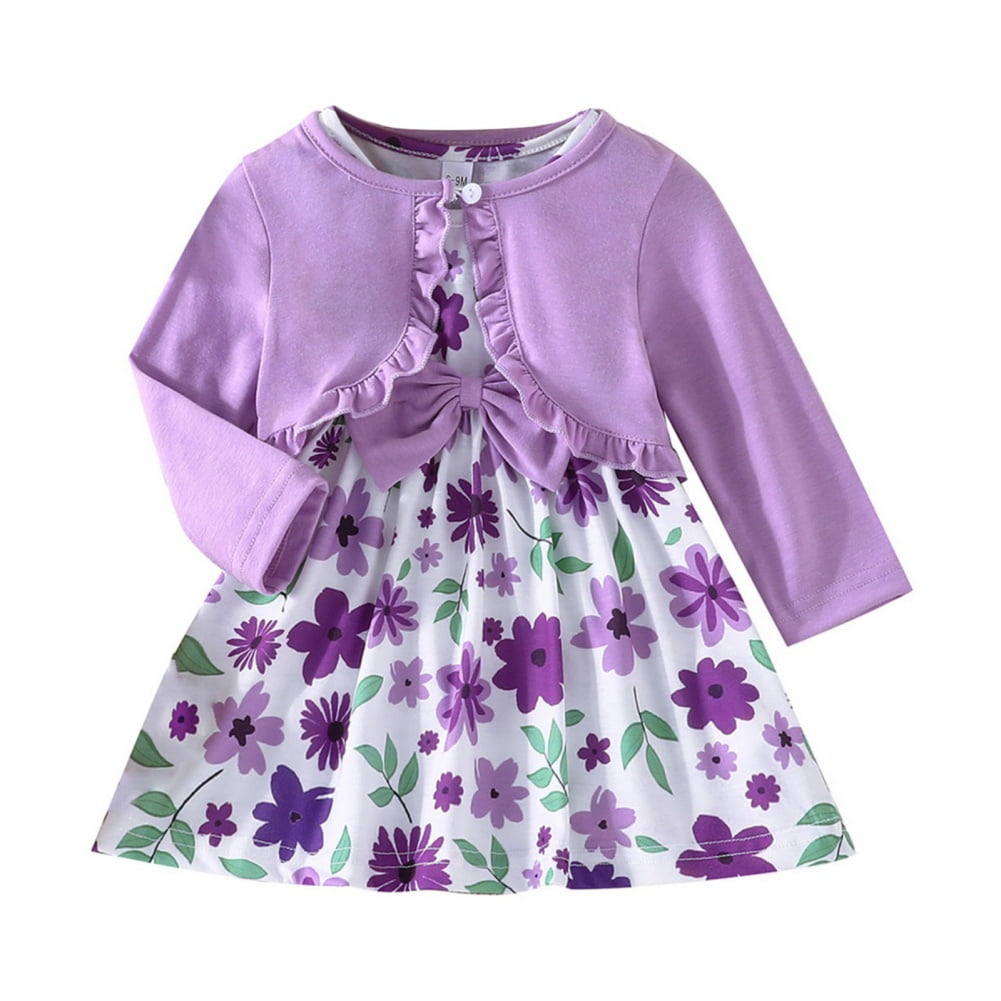 URMAGIC Baby Girls Dress and Cardigan Sets 2 PCS Toddler Girl Flower ...
