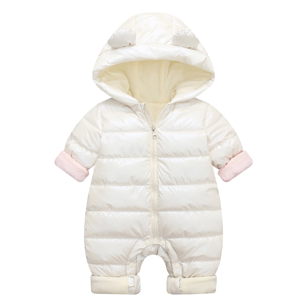 URMAGIC Baby Winter Warm Dazzle Cotton Fleece Hooded Jumpsuit Down Coat Puffer Romper Snowsuit ...