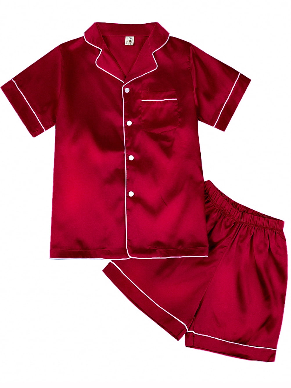 URMAGIC Boy Girl Kids Silk Pajamas Pyjamas Set Satin Short Sleeve Top ...