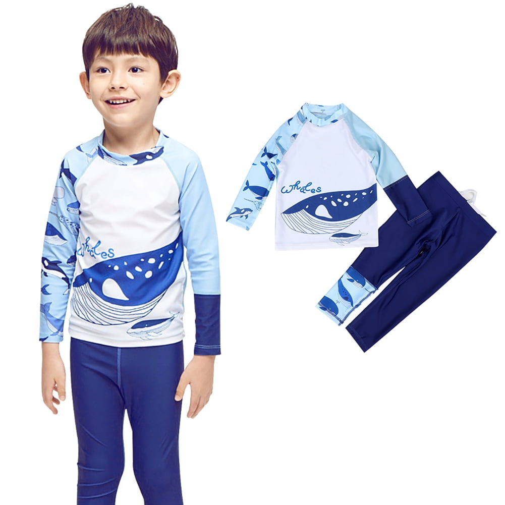 URMAGIC Boys Two Piece Rash Guard Swimsuits Kids Long Sleeve UV Sun ...