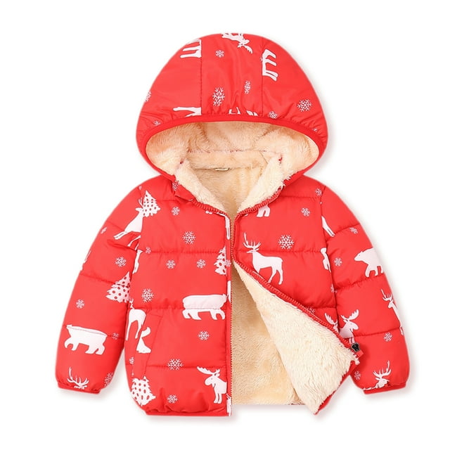 URMAGIC Clearance Christmas Winter Hooded Coat Toddler Little Girl Boy Fleece Lined Down Jacket ...