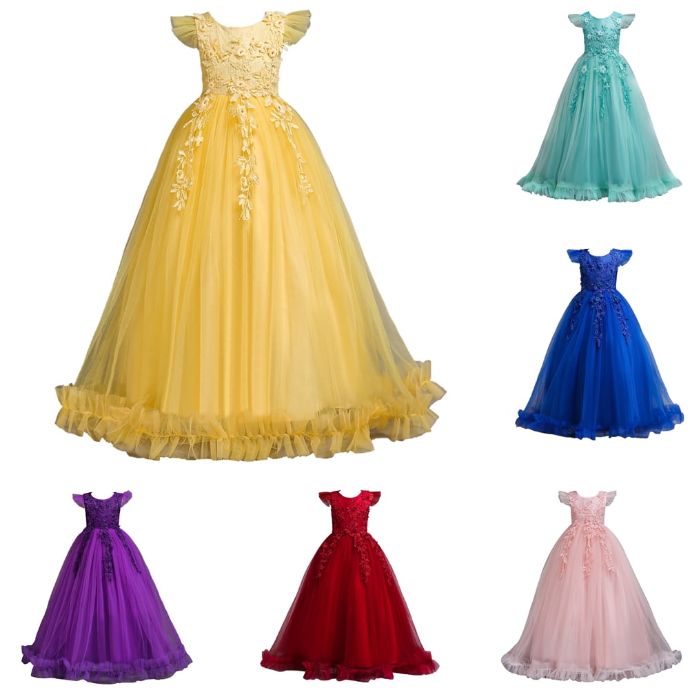 Urmagic Flower Girls Maxi Dress Bridesmaid Wedding Pageant Party