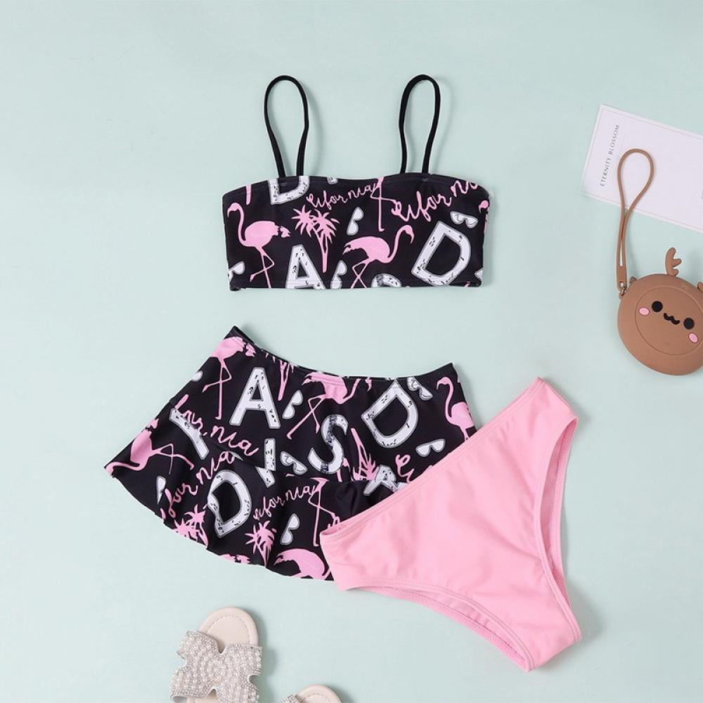 URMAGIC Girl 3 Piece Swimsuit Bathing Suits Letter Printed Bikini Set ...