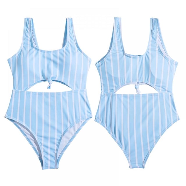 URMAGIC Girl's One Piece Striped Swimsuit Cute Cut Out Bathing Suit ...