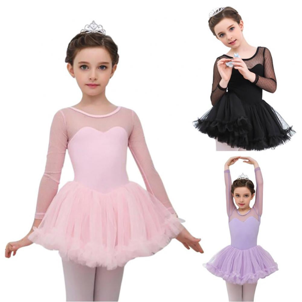 URMAGIC Girls Ballet Long Sleeve Skirted Leotards with Tutus Skirt ...