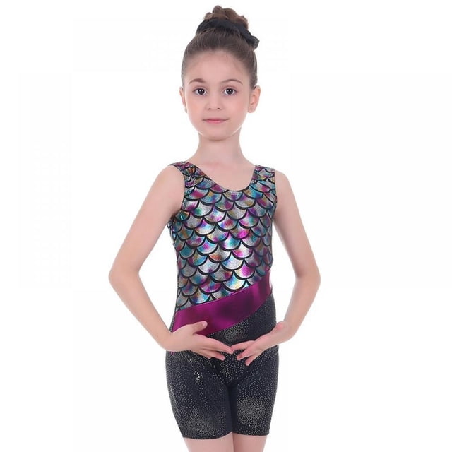 URMAGIC Girls Gymnastics Leotards with Shorts Sparkle Dance Unitards ...
