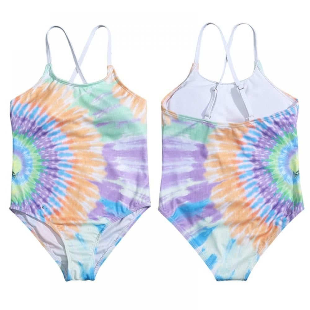 URMAGIC Girls One Piece Swimsuit Gradient Bathing Suit Cross Back ...