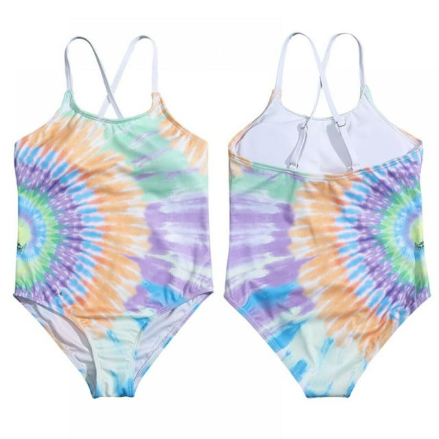 URMAGIC Girls One Piece Swimsuit Gradient Bathing Suit Cross Back ...