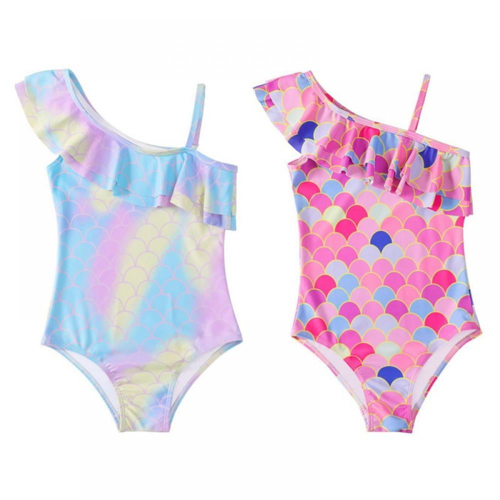 URMAGIC Girls' One-Piece Swimsuits, Kids Quick-Dry Swimwear With Ruffle ...
