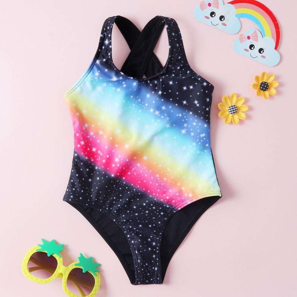 URMAGIC Girls One Piece Swimsuits Bathing Suits for Kids Cross Back ...