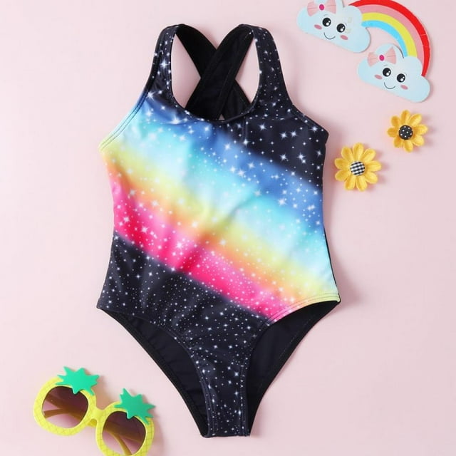 URMAGIC Girls One Piece Swimsuits Bathing Suits for Kids Cross Back ...