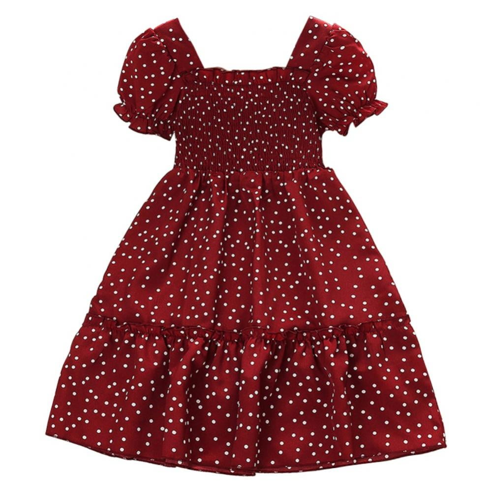 URMAGIC Girls Summer Dress Kids Floral Square Neck Puff Sleeve A-Line ...