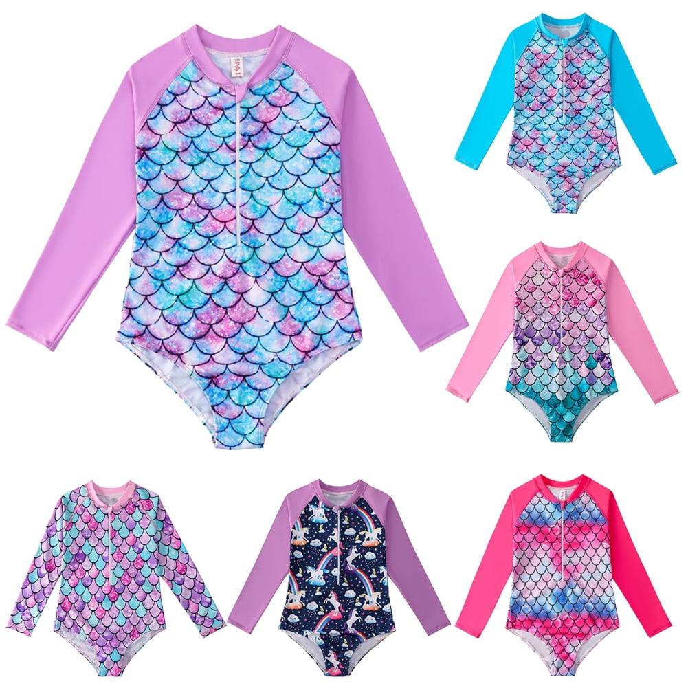 URMAGIC Girls Swimsuits One Piece Long Sleeve Rashguard UPF50+ Sun ...