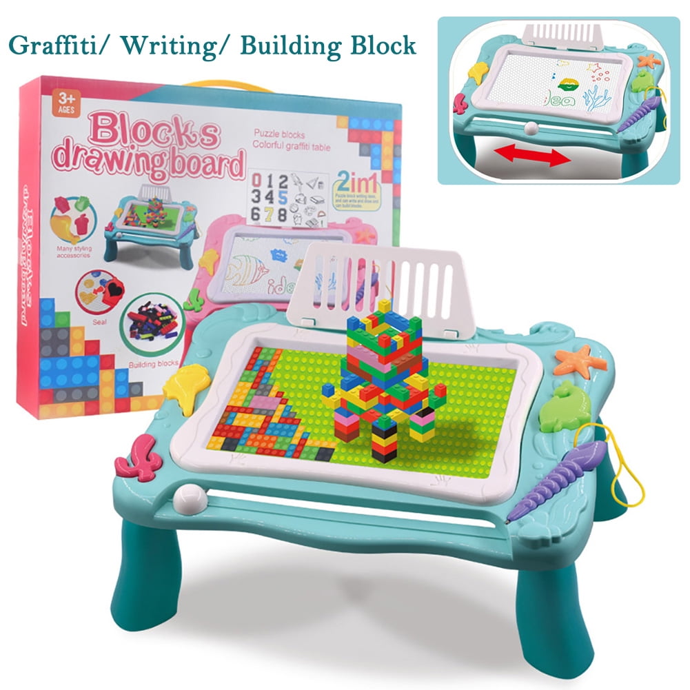 URMAGIC Kid 2-in-1 Multifunction Activity Toy Table with Graffiti ...