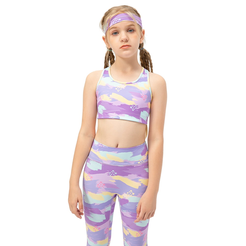 URMAGIC Kids Girls Tie Dye Sleeveless Sports Crop Top Gymnastics/Dance ...