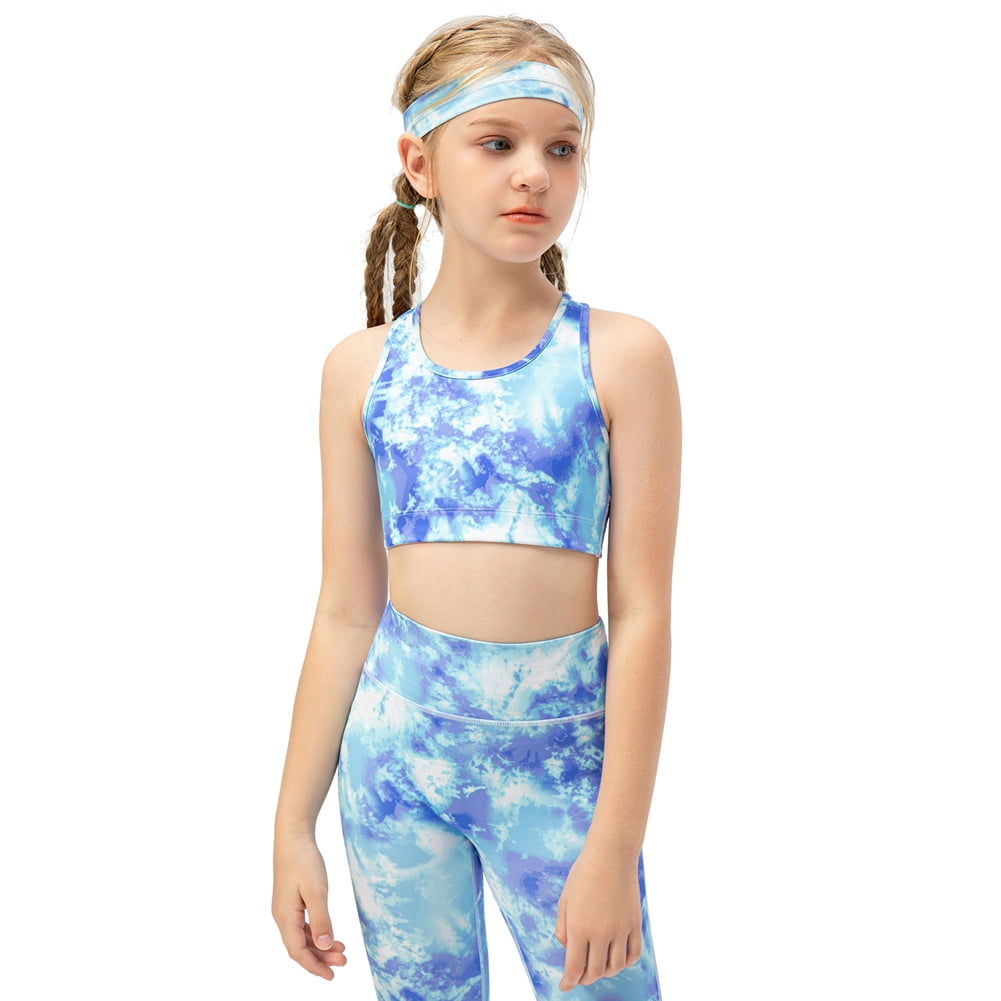 URMAGIC Kids Girls Tie Dye Sleeveless Sports Crop Top Gymnastics/Dance ...