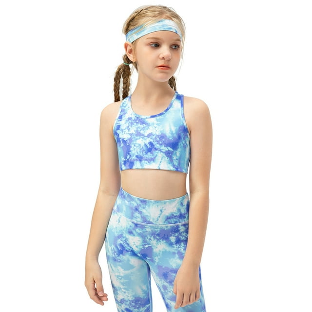 URMAGIC Kids Girls Tie Dye Sleeveless Sports Crop Top Gymnastics/Dance ...