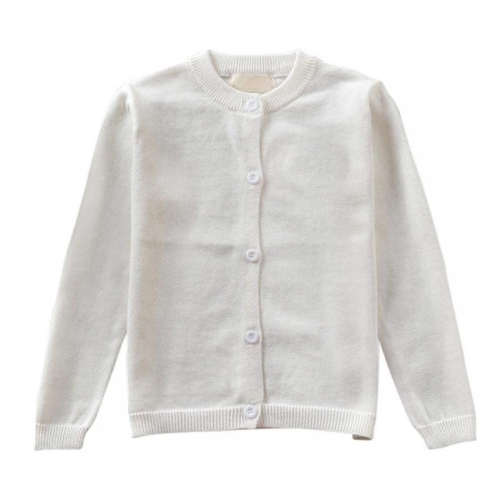 URMAGIC Little Girls Cute Crew Neck Long Sleeve Button-Down Solid ...