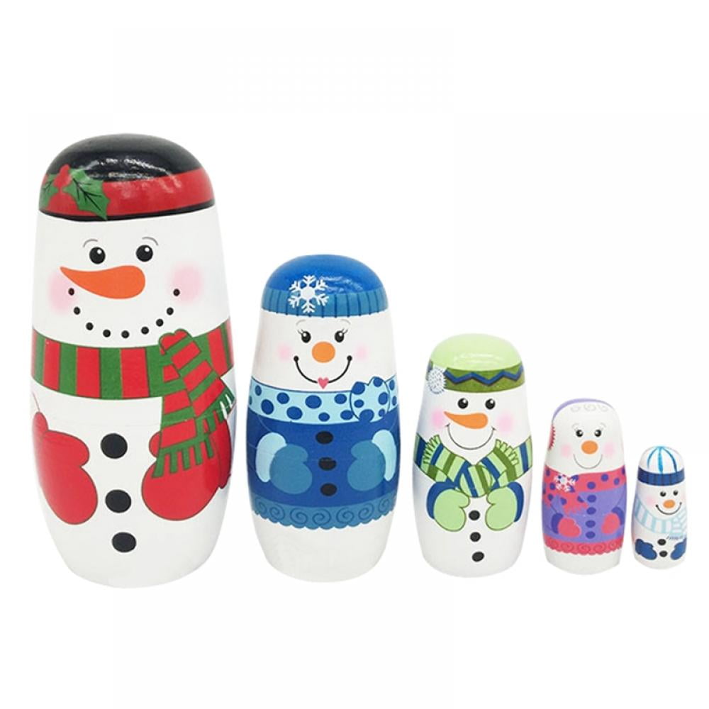 URMAGIC Russian Nesting Dolls Santa Snowman Matryoshka Wood Stacking ...
